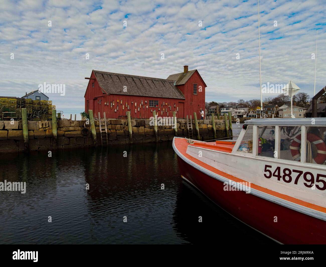 Rockport Old Red Building At Bear Skin picture taken from a drone ...