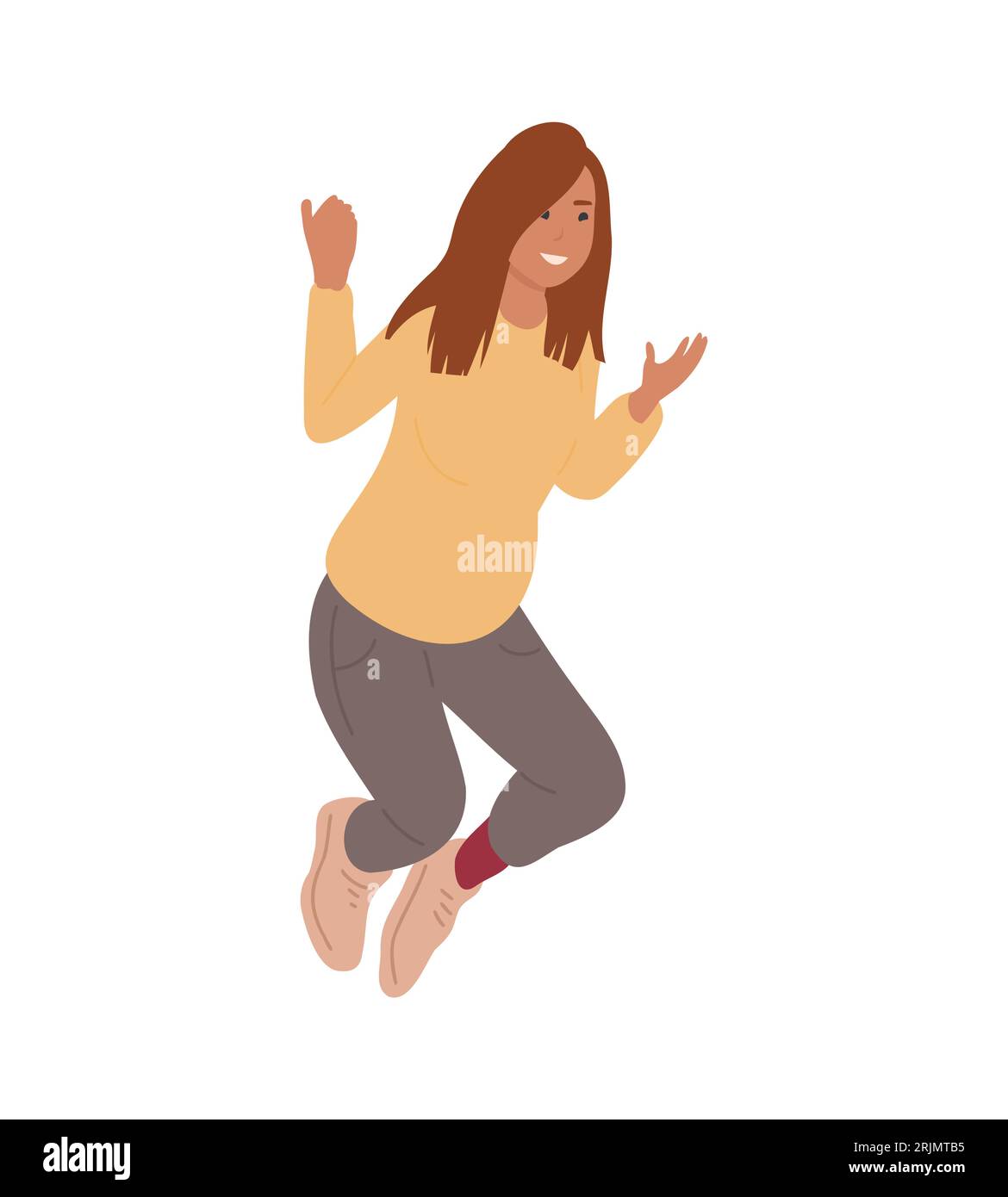 Happy laughing jumping red hair woman Stock Vector Image & Art - Alamy