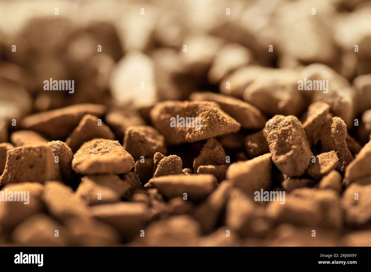 Close up of background freeze-dried instant coffee granules texture ...