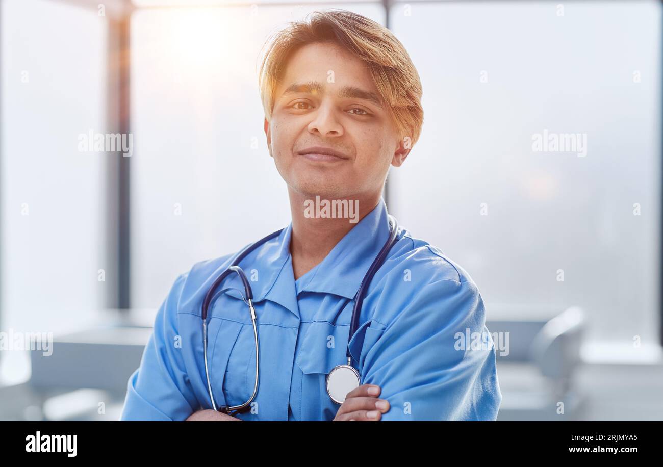 Male medicine therapeutist doctor hands crossed on his chest Stock ...
