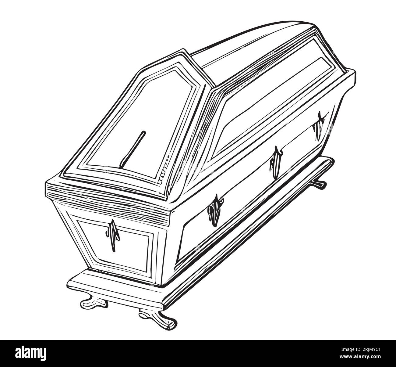 Coffin cartoon hand drawn sketch halloween illustration Stock Vector ...