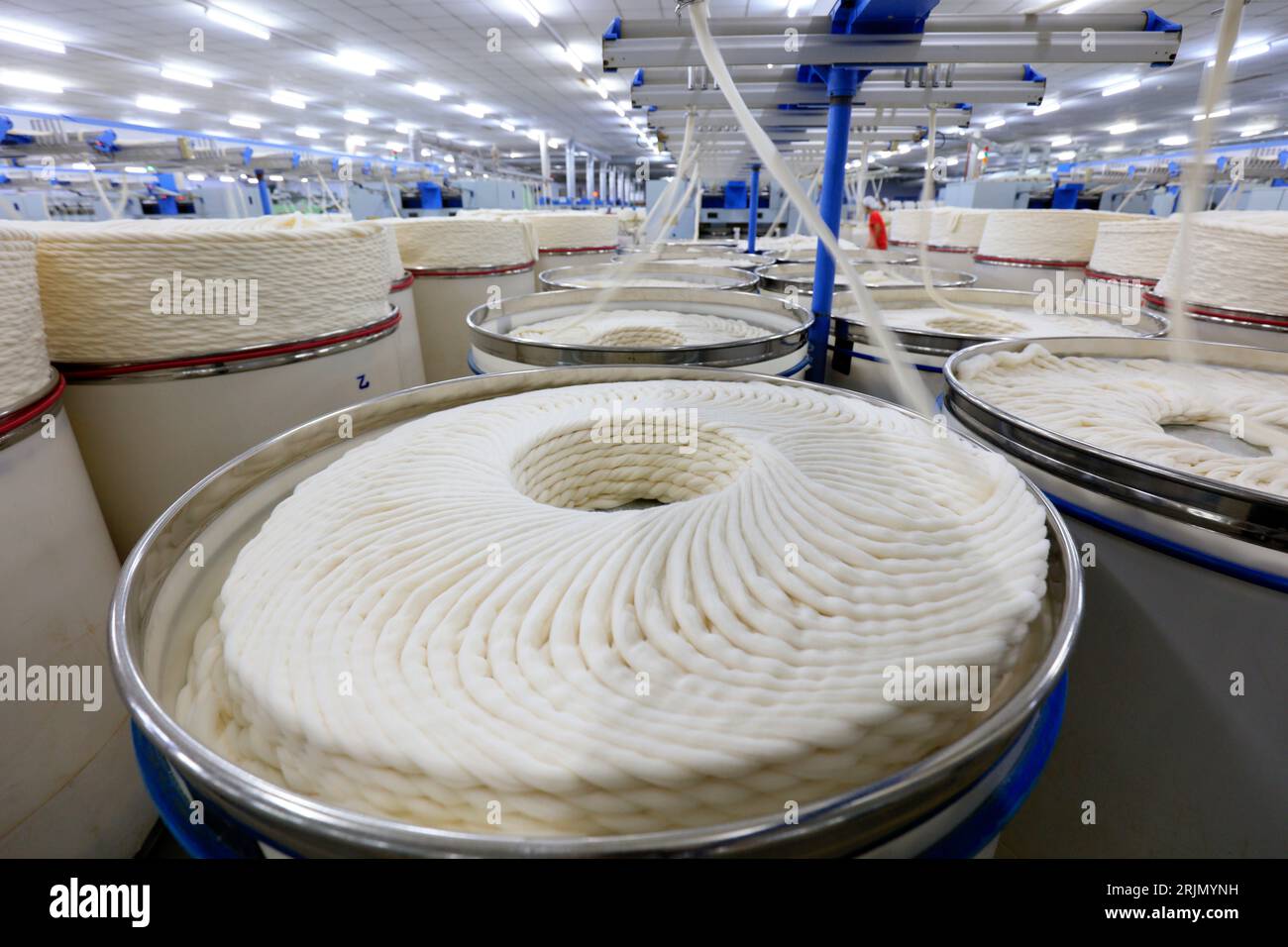 Yarn spools on spinning machine hi-res stock photography and images - Alamy