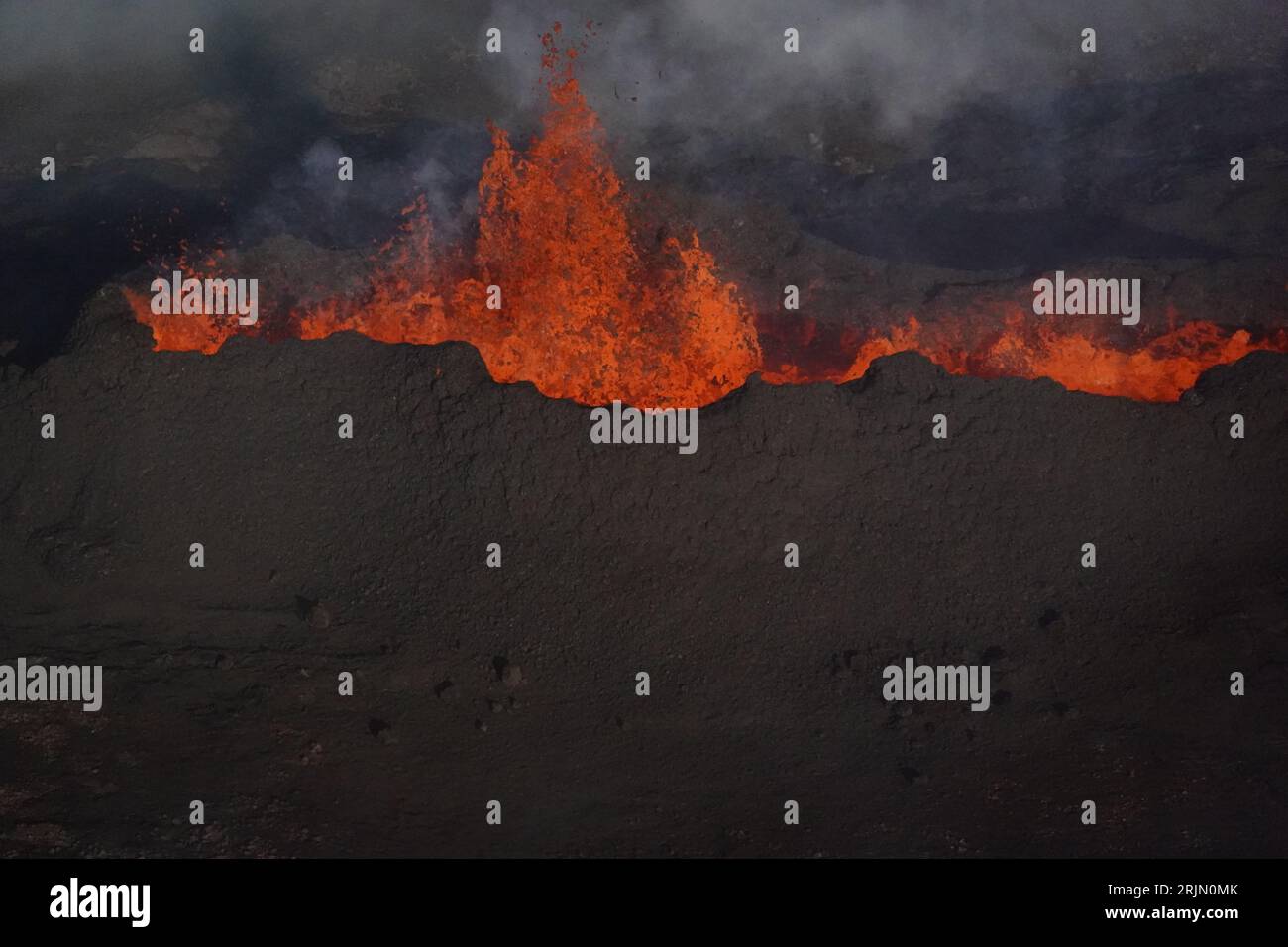 A stunning aerial view of Fagradalsfjall volcano, near Reykjavik ...
