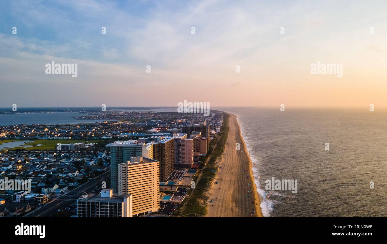Aerial view of a vibrant, bustling city skyline from a high altitude ...