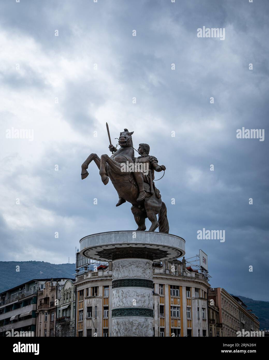 The statue of Alexander the Great in the center of the Macedonian ...