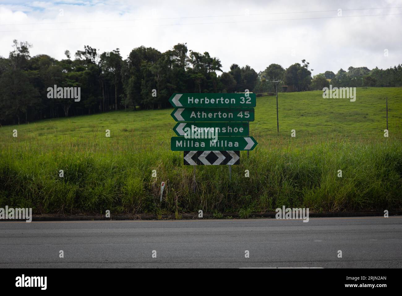 The road signs of the Tablelands Region in Far North Queensland ...