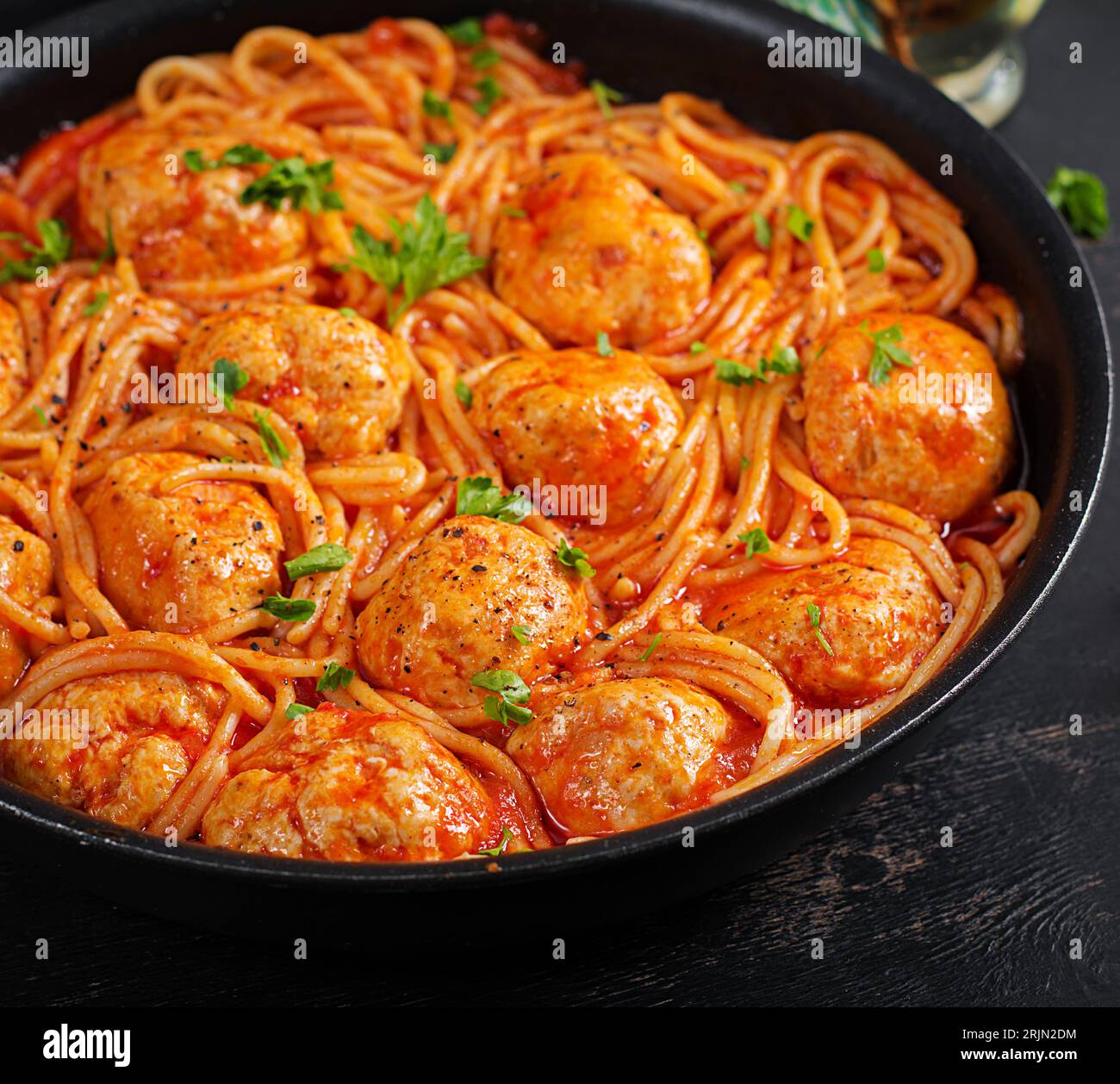 Spaghetti pasta with meatballs in tomato sauce. Italian pasta Stock ...