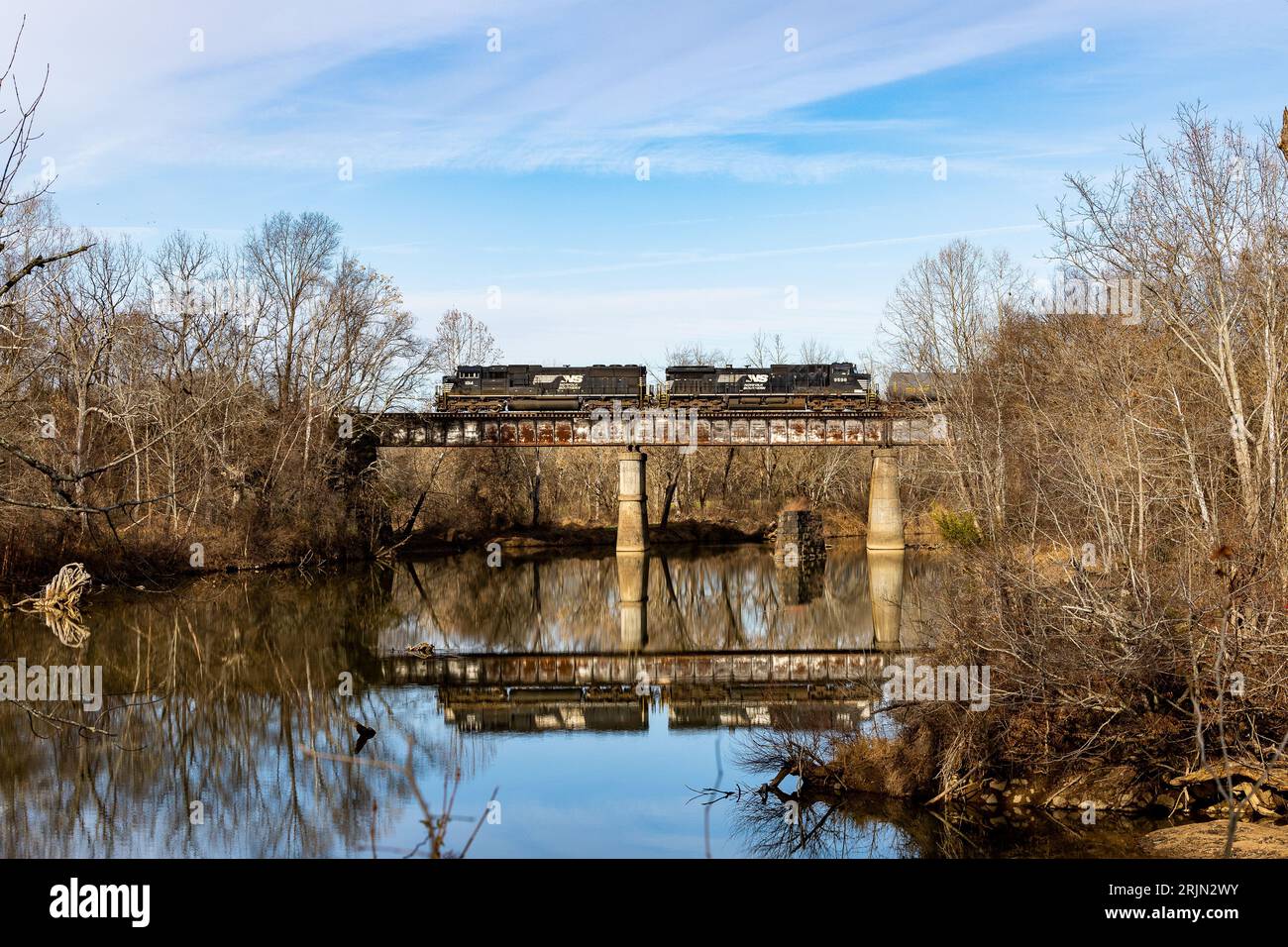 The Norfolk Southern train crossing over the Rapidan River in Rapidan ...