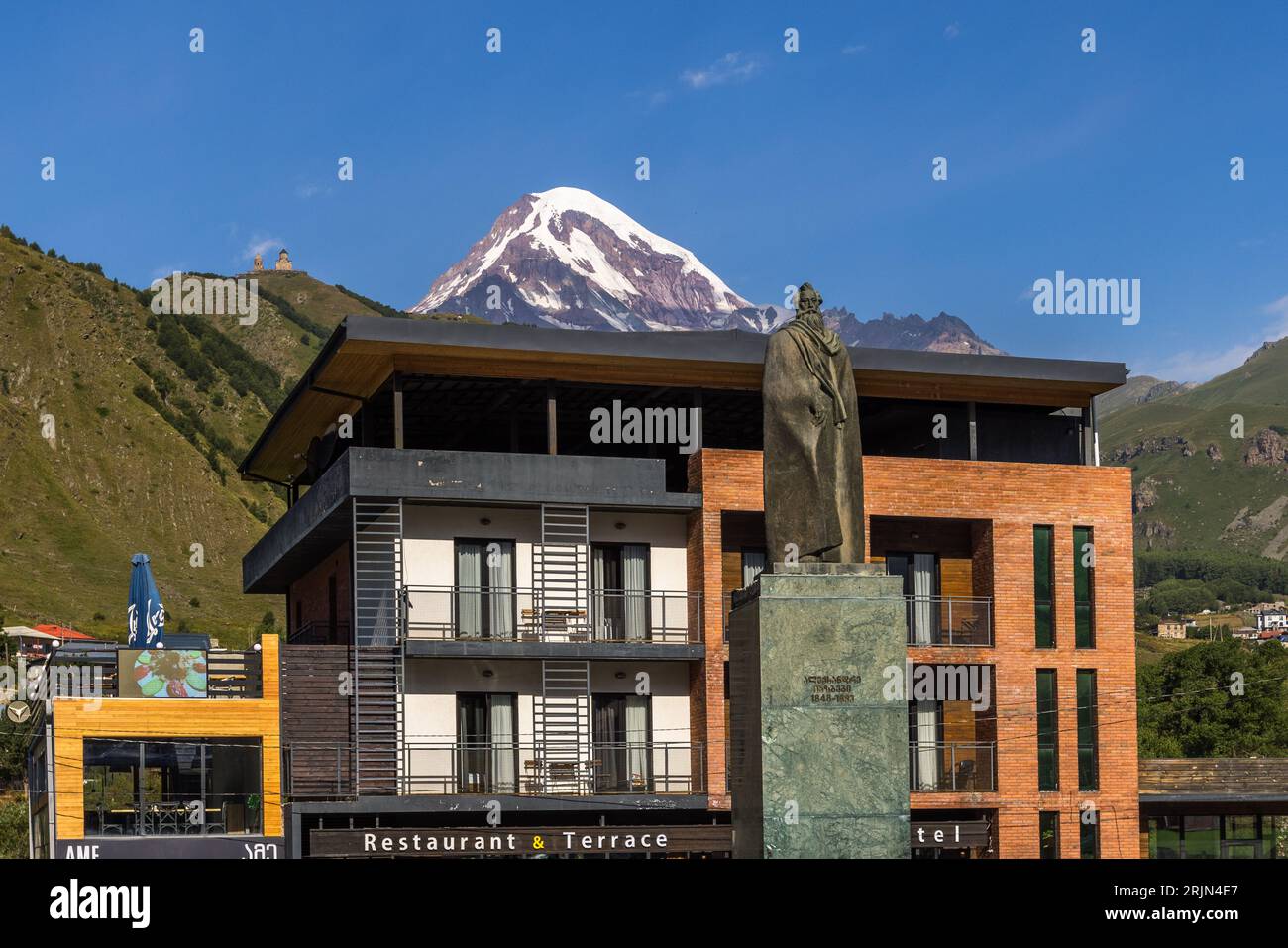 Alexandre Kazbegi sculpture in Stepantsminda, Georgia Stock Photo - Alamy