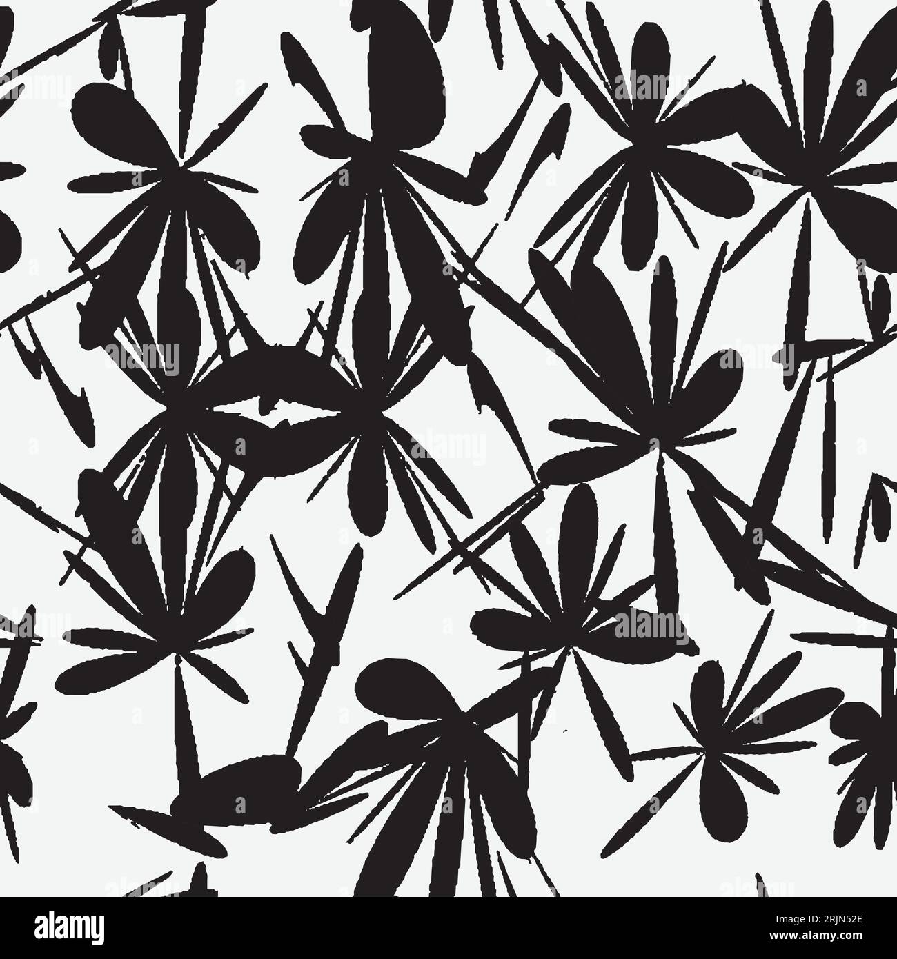 Black and white floral seamless pattern. Elegant botanical spring ...