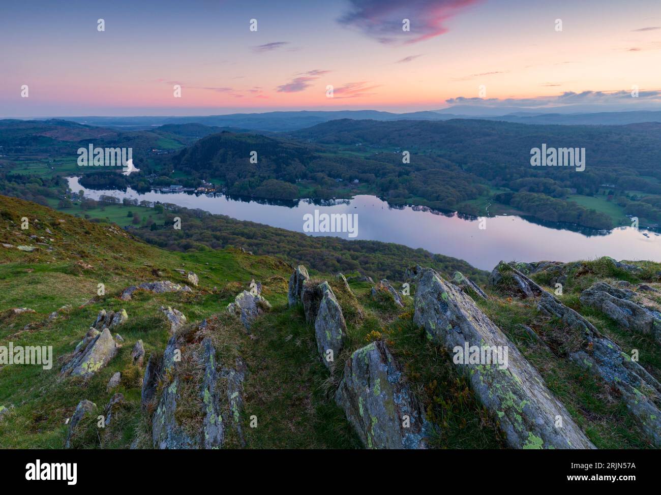 Gummers How Sunset Lake District Stock Photo - Alamy