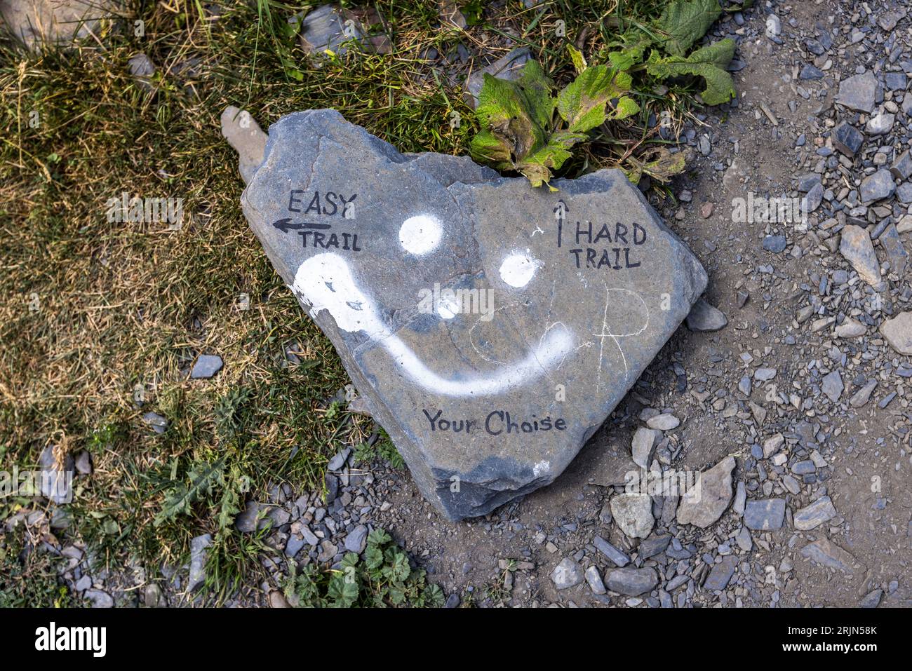 Stone as a hiking signpost at Stepansminda, Georgia: Your Choise: Easy ...