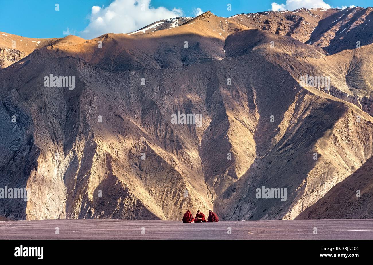 Monks under the mountain, Lingshed, Zanskar, Ladakh, India Stock Photo ...