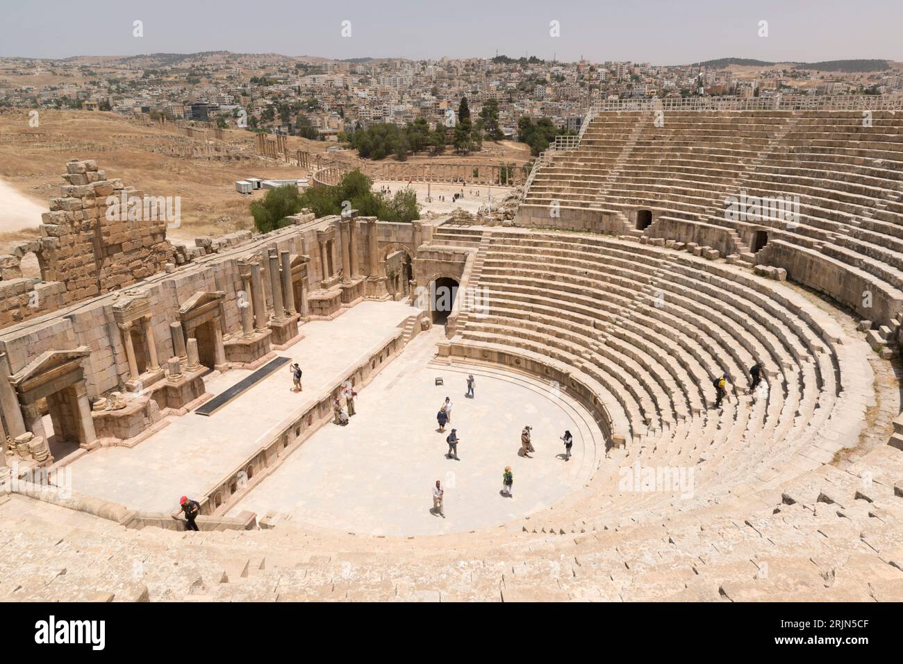 The South Theater in ancient Greco-Roman city of Gerasa in present day Jerash, Jerash ...