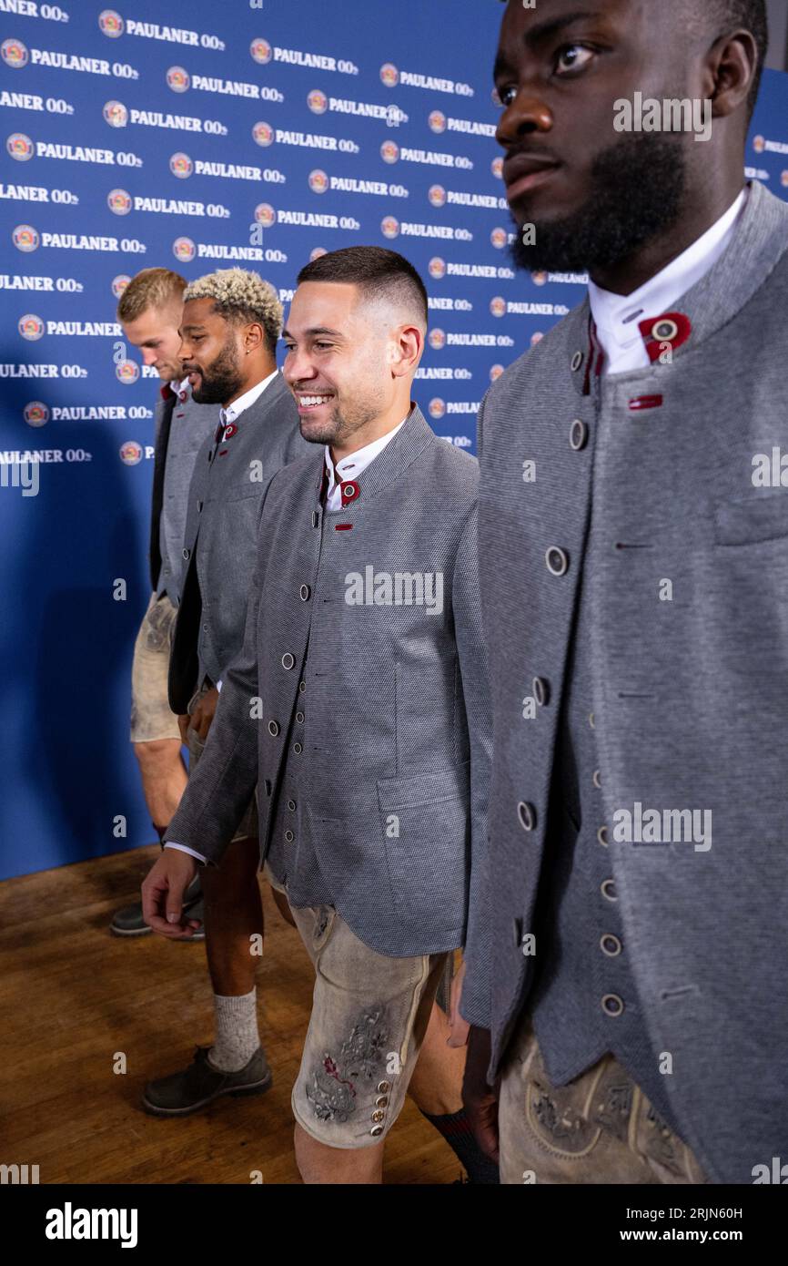 Munich, Germany. 22nd Aug, 2023. Matthijs de Ligt (from left), Serge ...