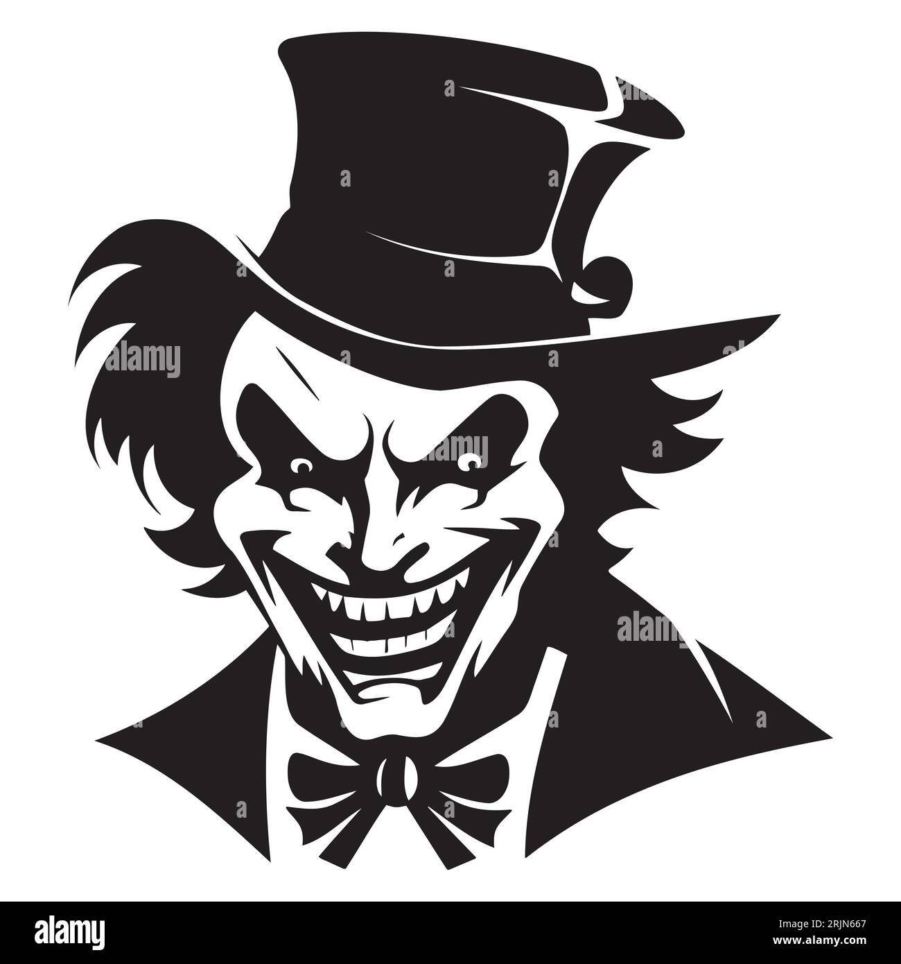 Icon Evil clown. Black and white. Vector illustration Stock Vector ...