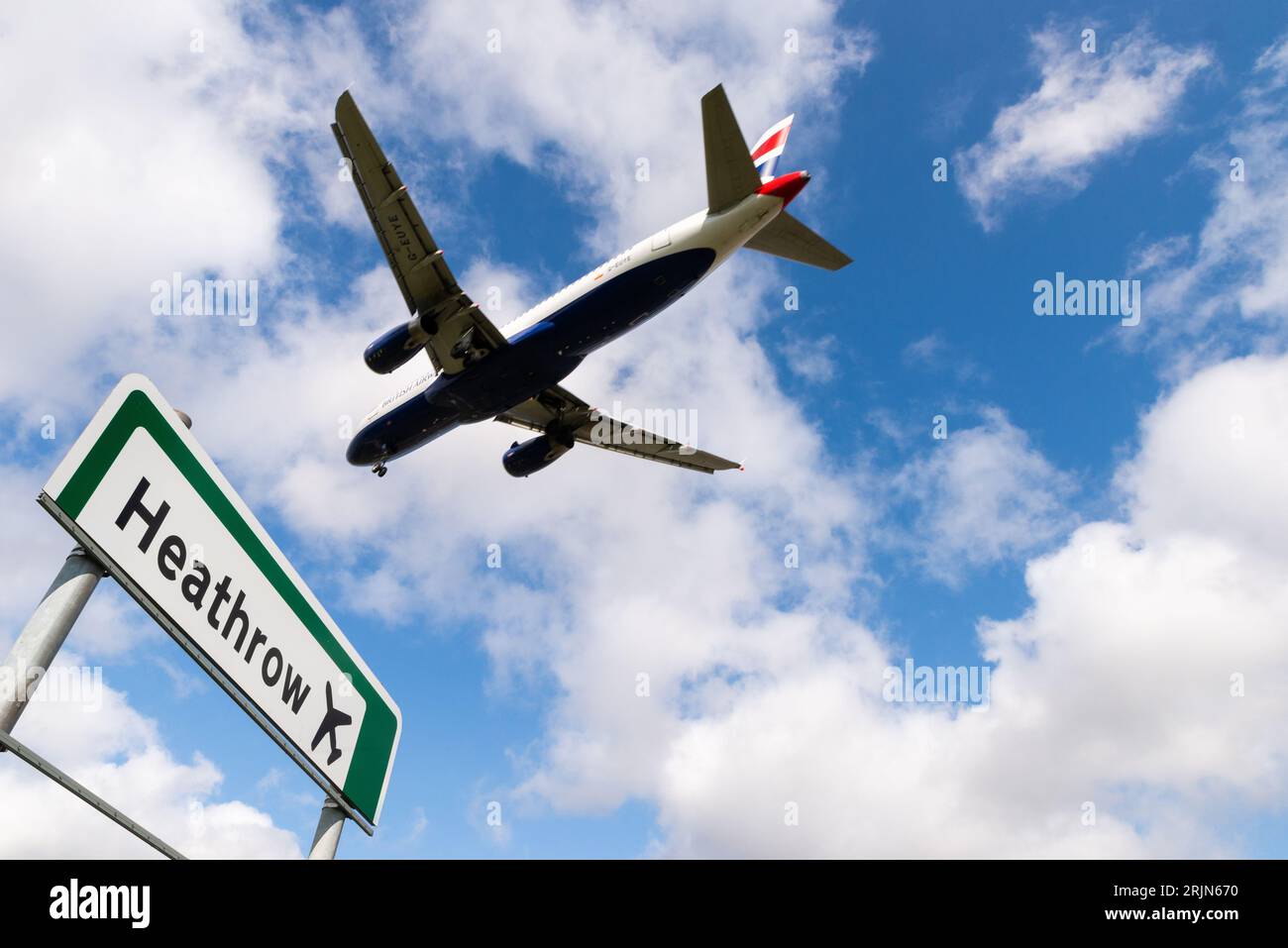 Jet airliner plane landing at London Heathrow Airport in Hounslow ...