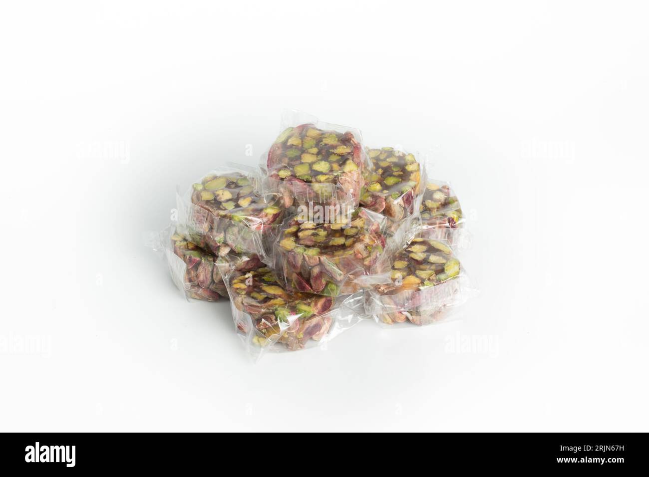 Pistachio Syrian Turkish delight (Lokum or Raha) sweet candy isolated ...