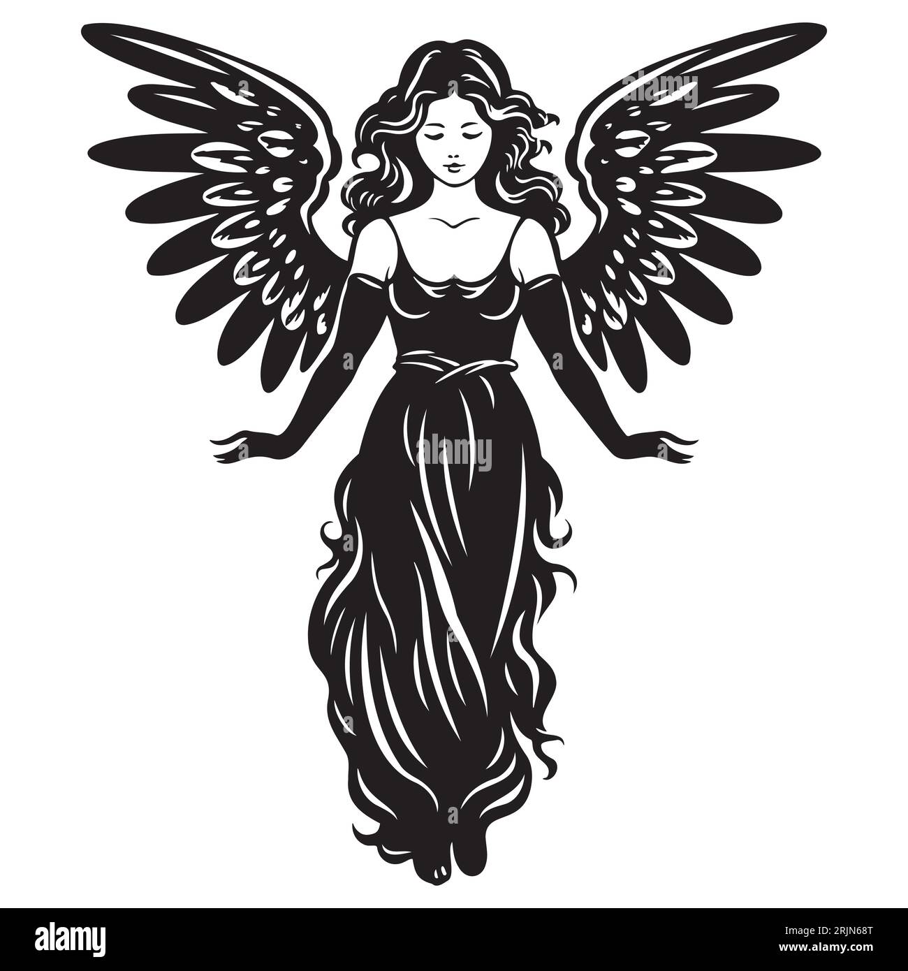 black and white drawing angel Stock Vector Image & Art - Alamy