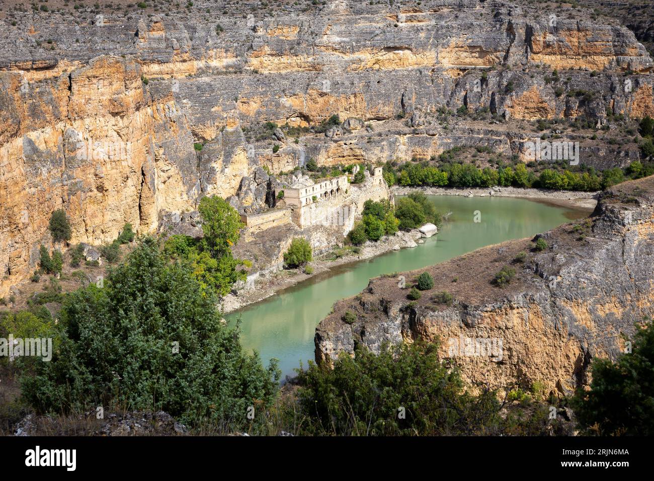 Hoces del Rio Duraton Nature Reserve landscape with the convent of ...