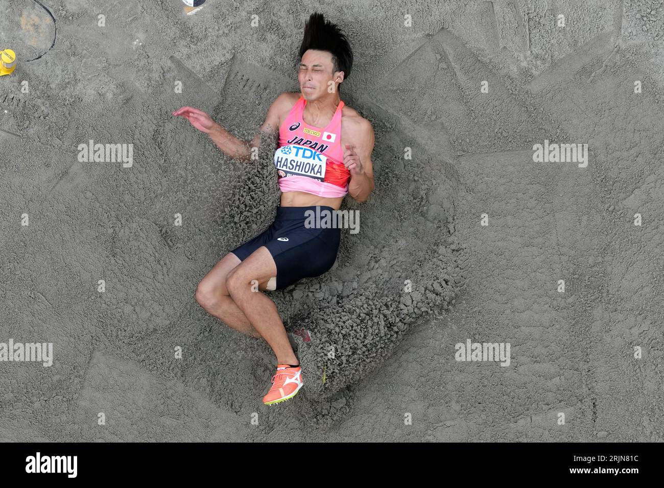 Yuki Hashioka, of Japan, competes in the Men's long jump qualification ...