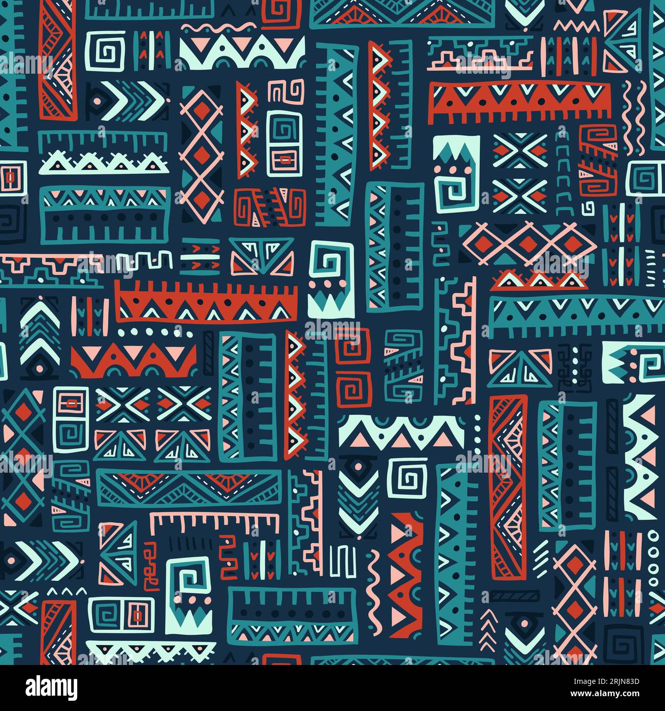 Hand drawn abstract seamless pattern, ethnic background, simple style ...