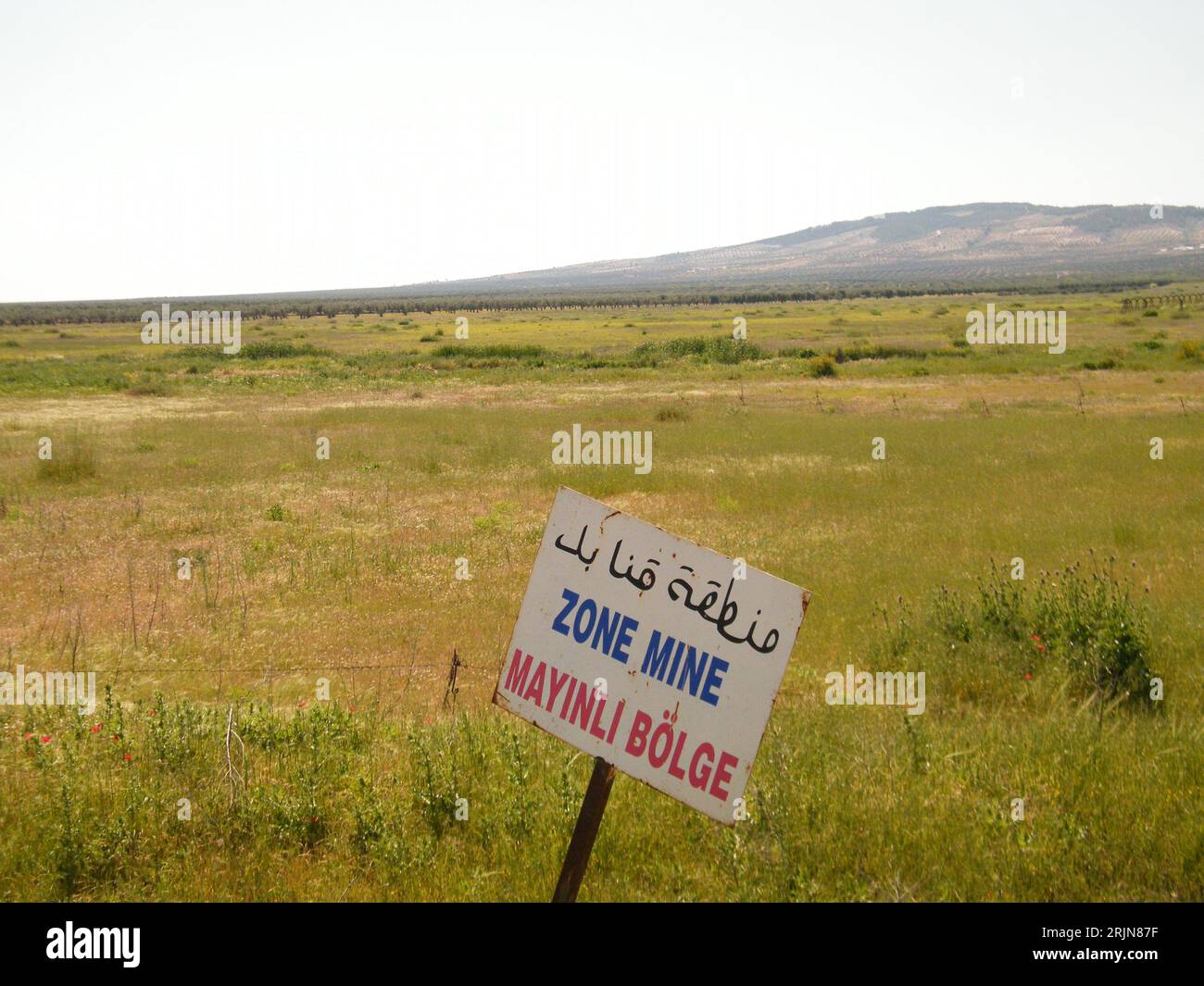 Minefield Danger Warning Sign Positioned along the Syrian-Turkish ...