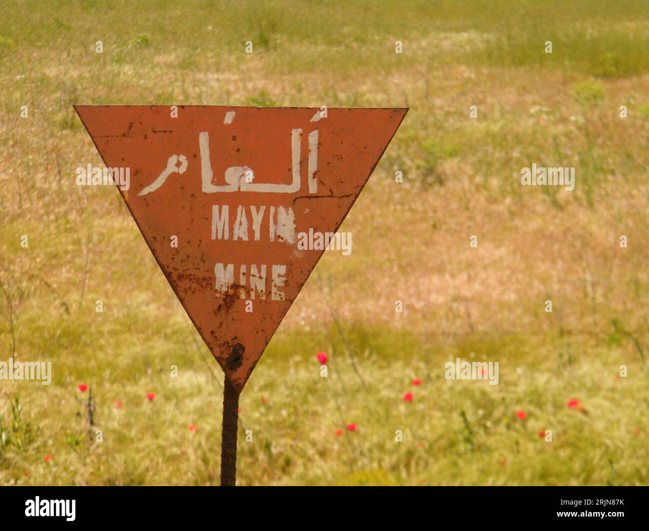 Minefield Danger Warning Sign Positioned along the Syrian-Turkish ...