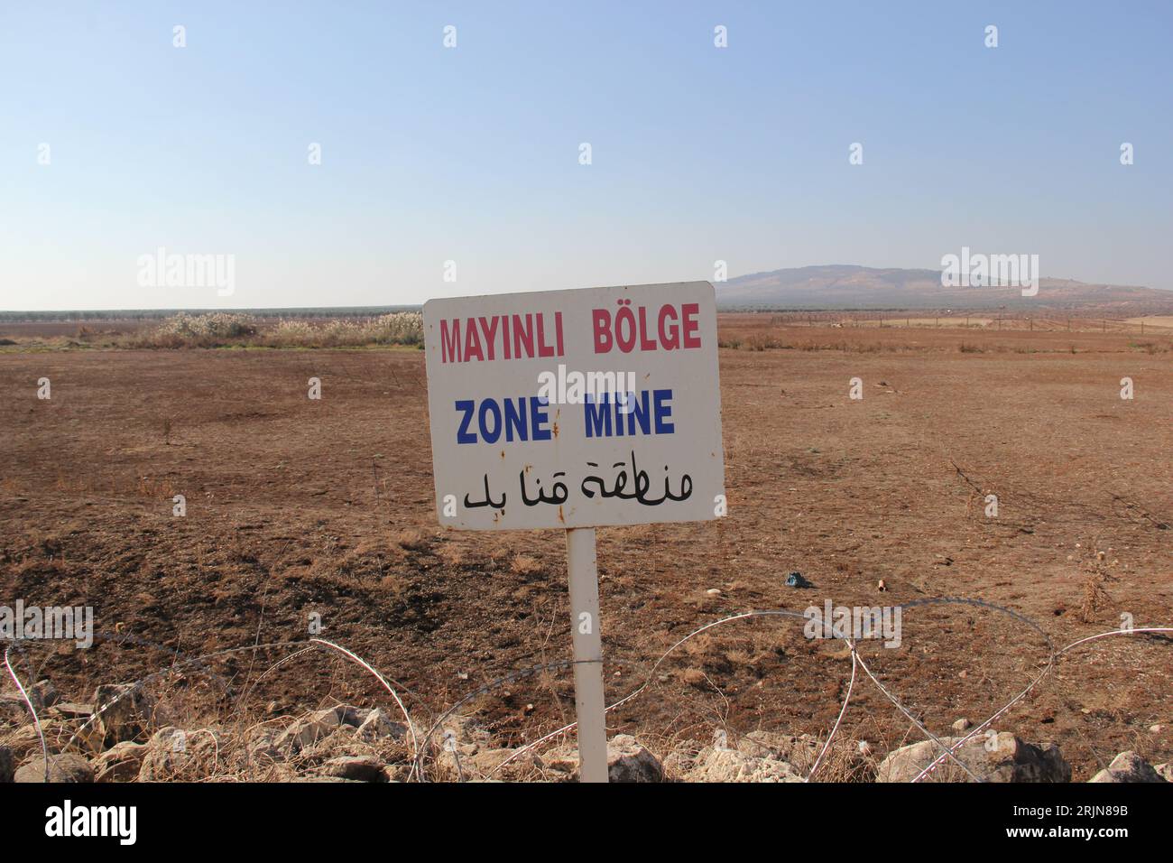 Minefield Danger Warning Sign Positioned along the Syrian-Turkish ...