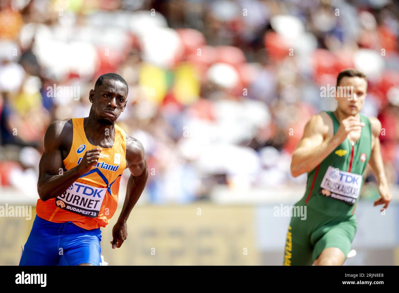 BUDAPEST - Taymir Burnet in action in the 200 meters during the fifth ...