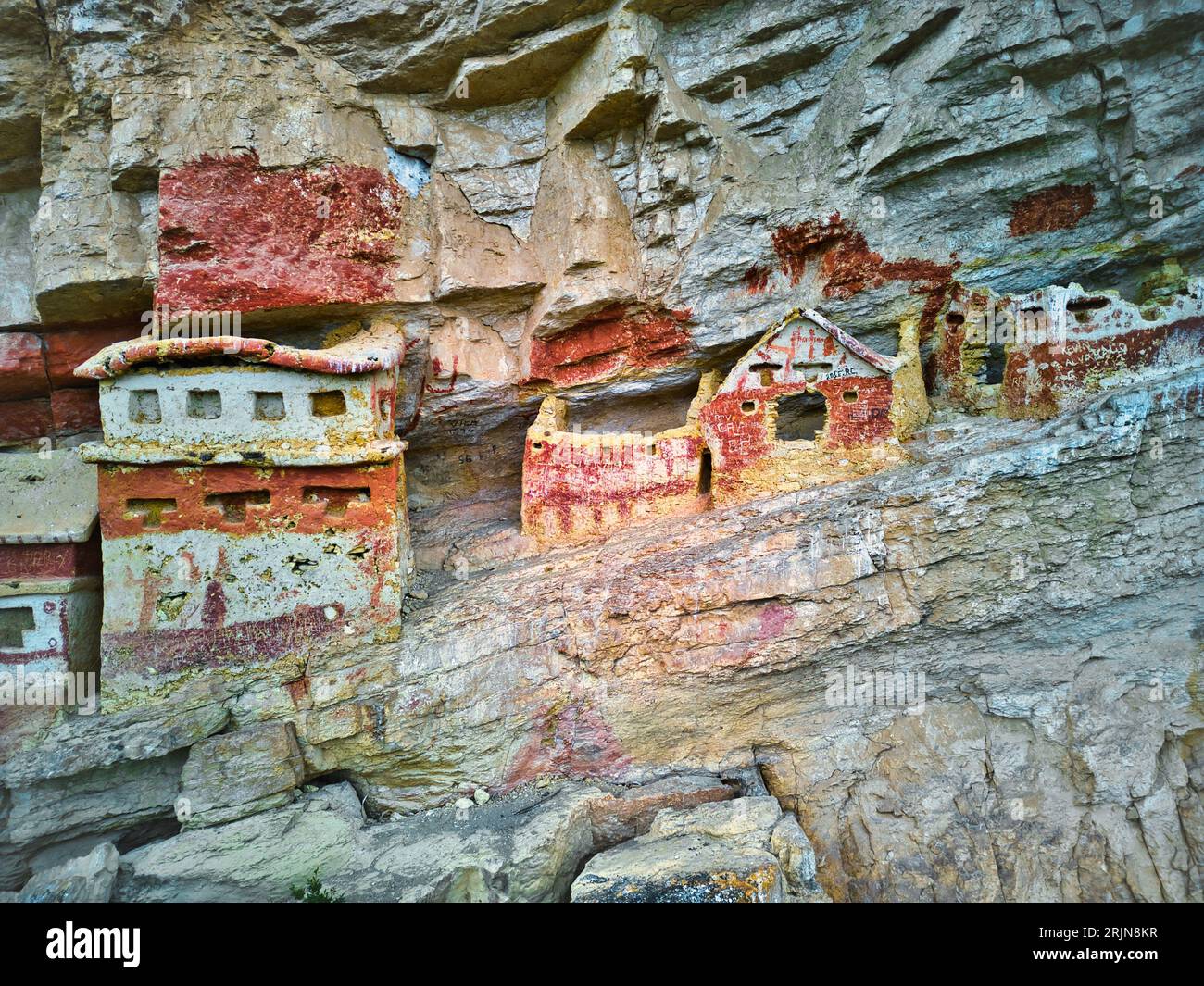 At an altitude of 2,800 m, the mausoleums are located in a cave ...