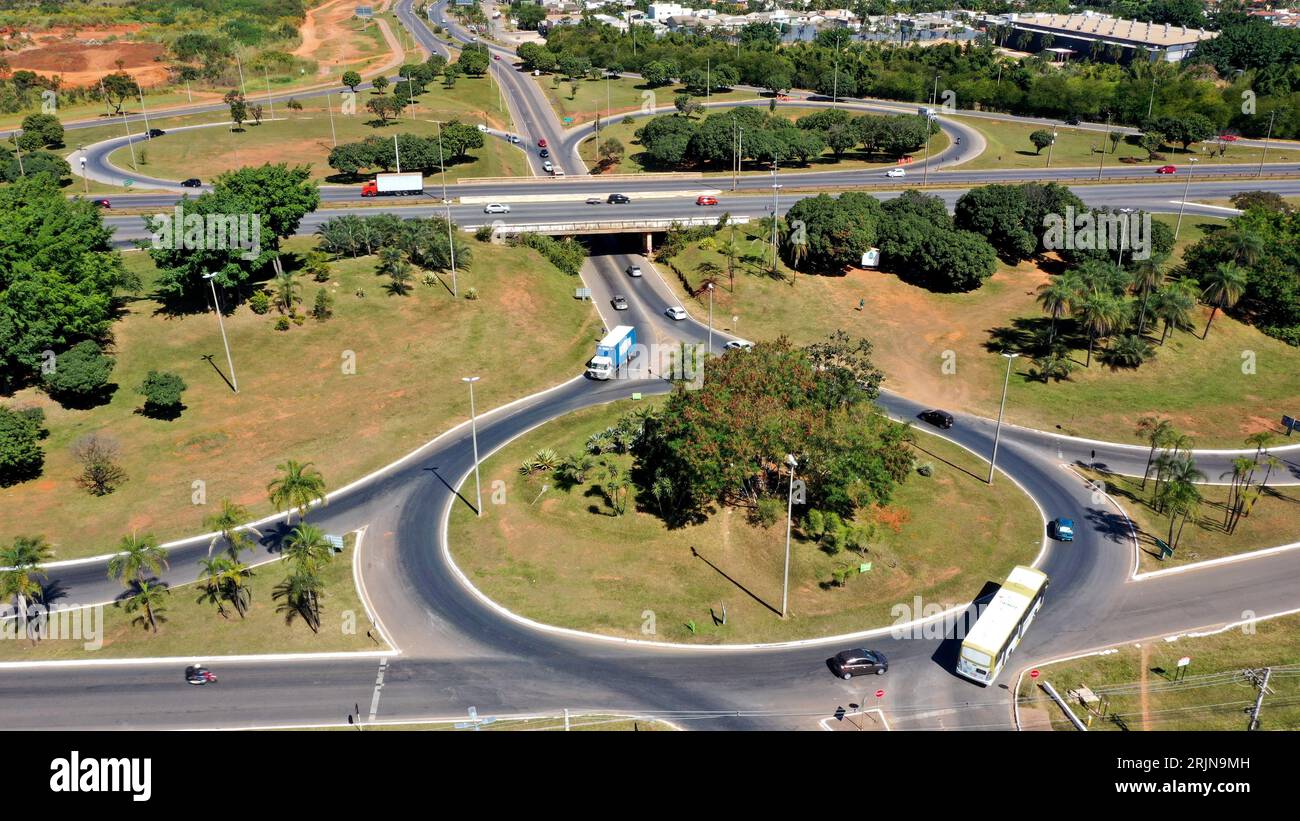Aerial view roundabout surrounded greenery hi-res stock photography and ...