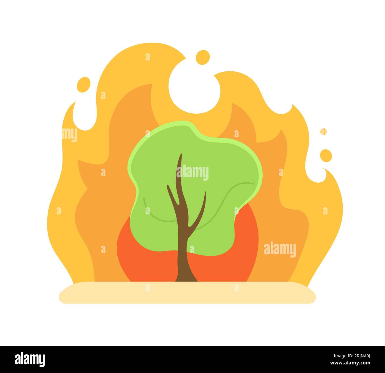Burning tree semi flat colour vector object Stock Vector Image & Art ...