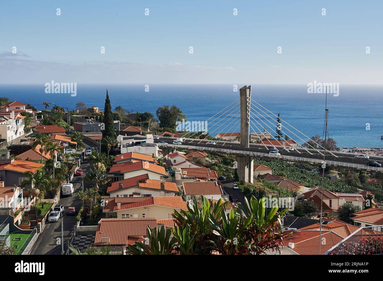 A stunning aerial view of the picturesque city of Madeira, Spain ...