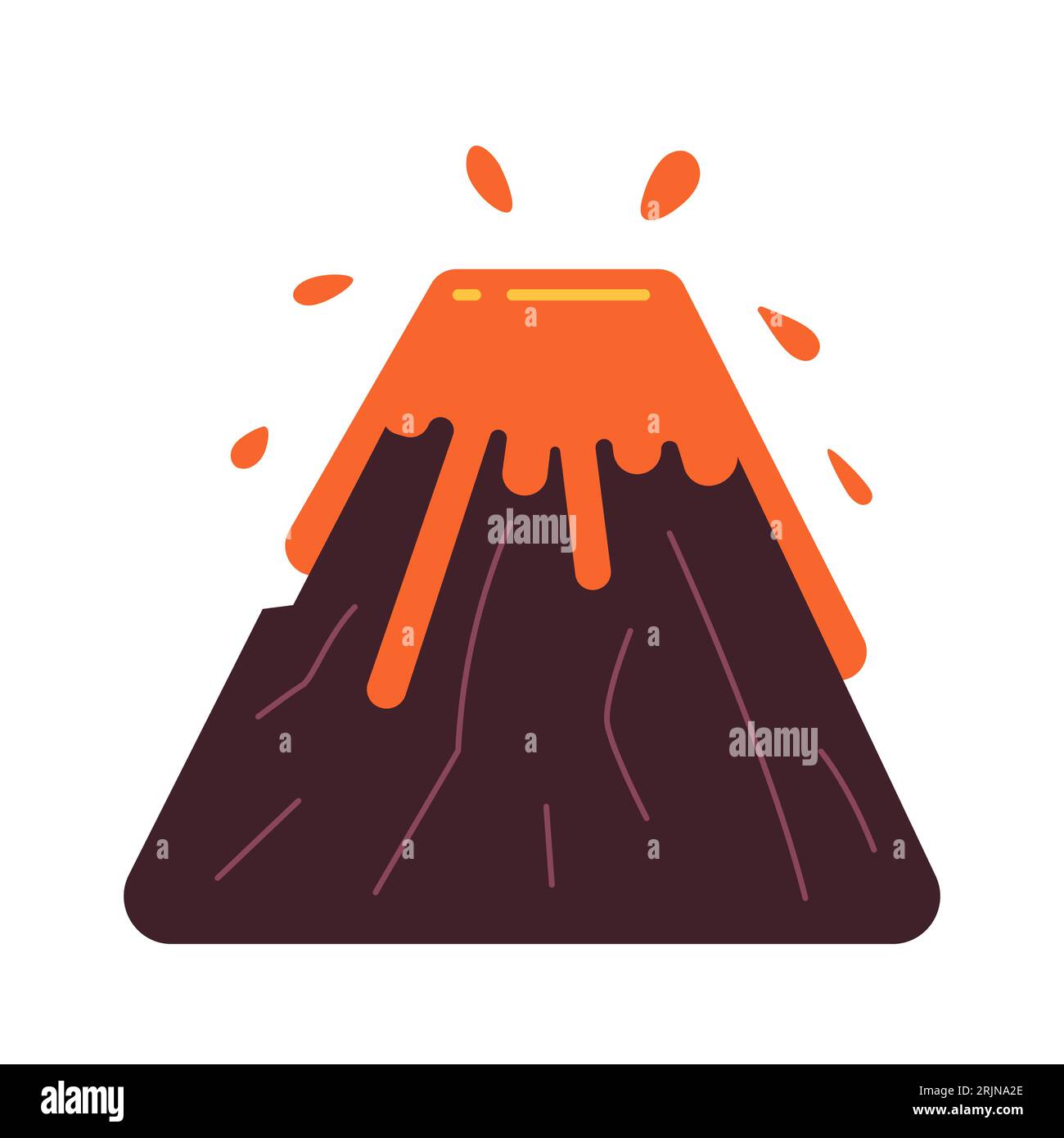 Volcano Eruption Semi Flat Colour Vector Object Stock Vector Image