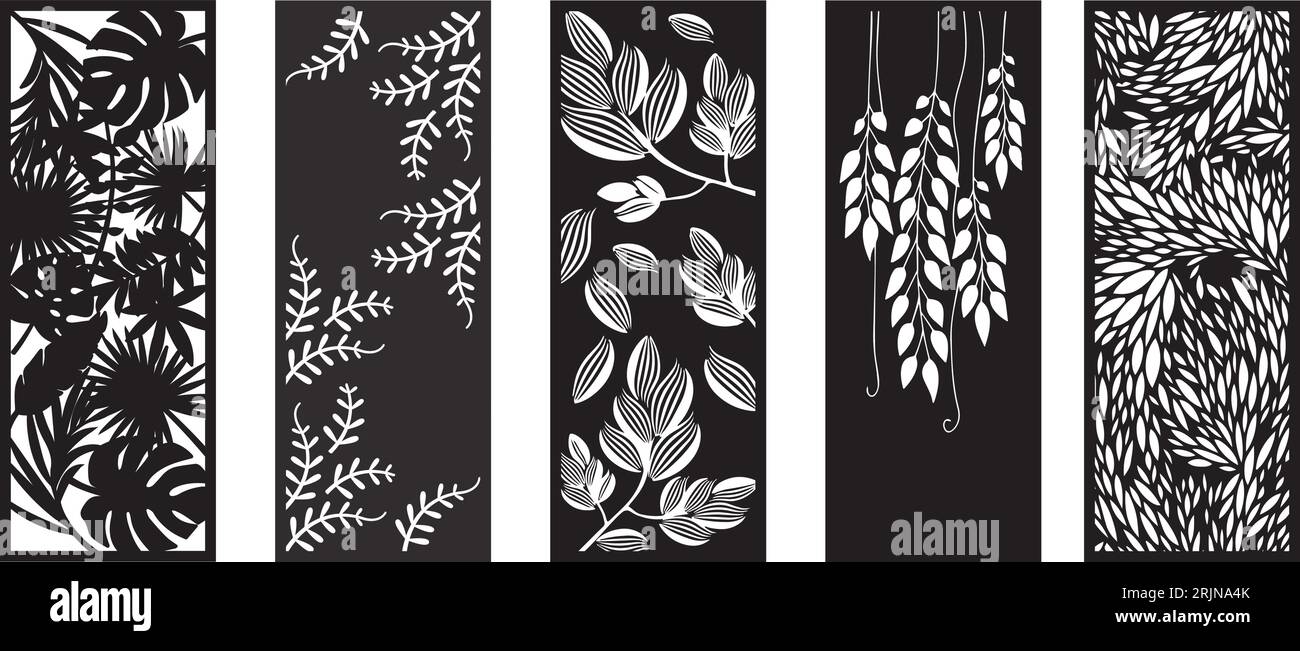 Decorative card for cutting.Leaves foliage pattern Stock Vector Image ...