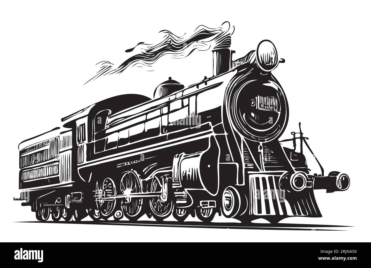 Retro train hand drawn sketch Passenger trans illustration Stock Vector ...