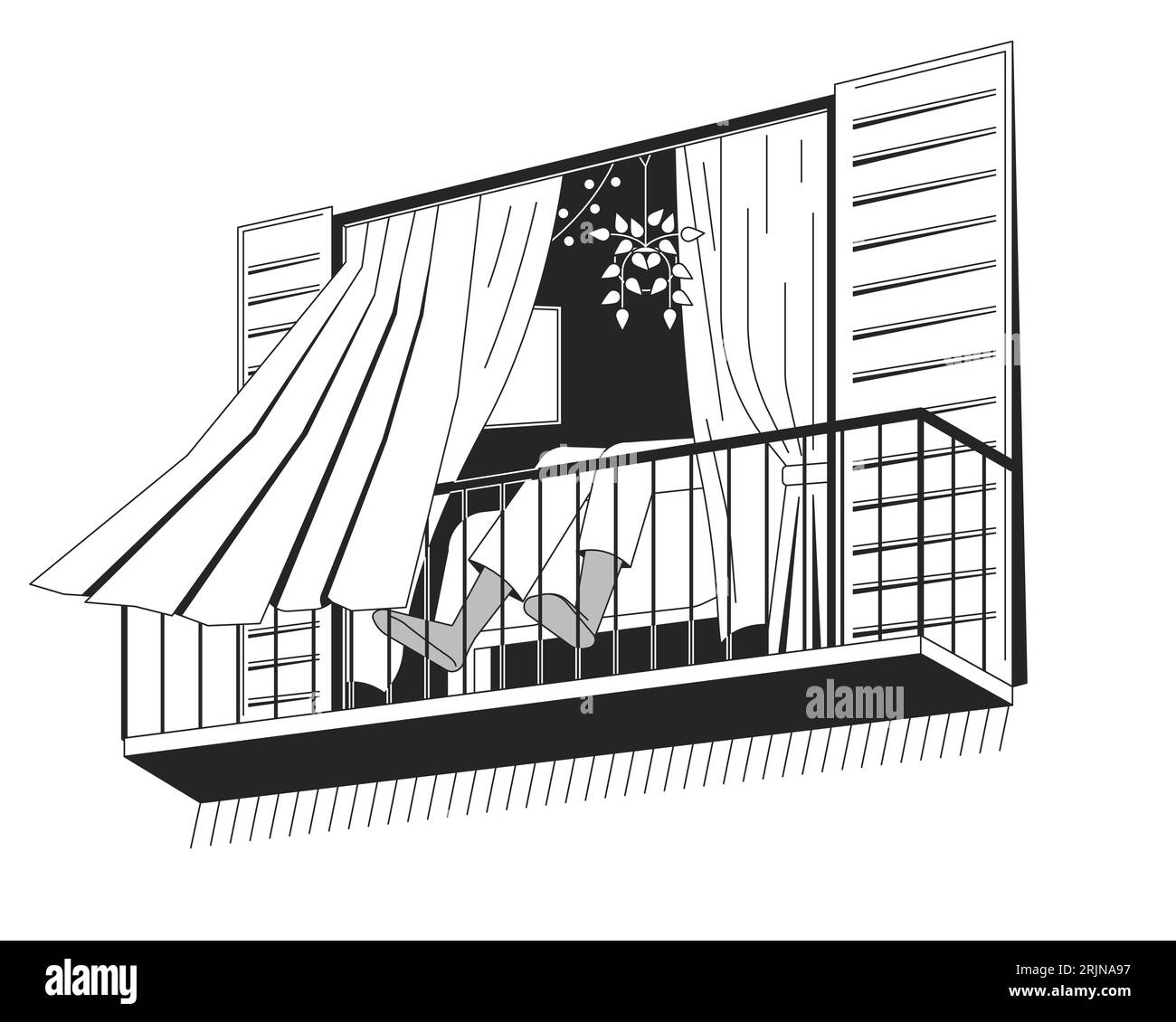 Person relaxing bw concept vector spot illustration Stock Vector Image ...