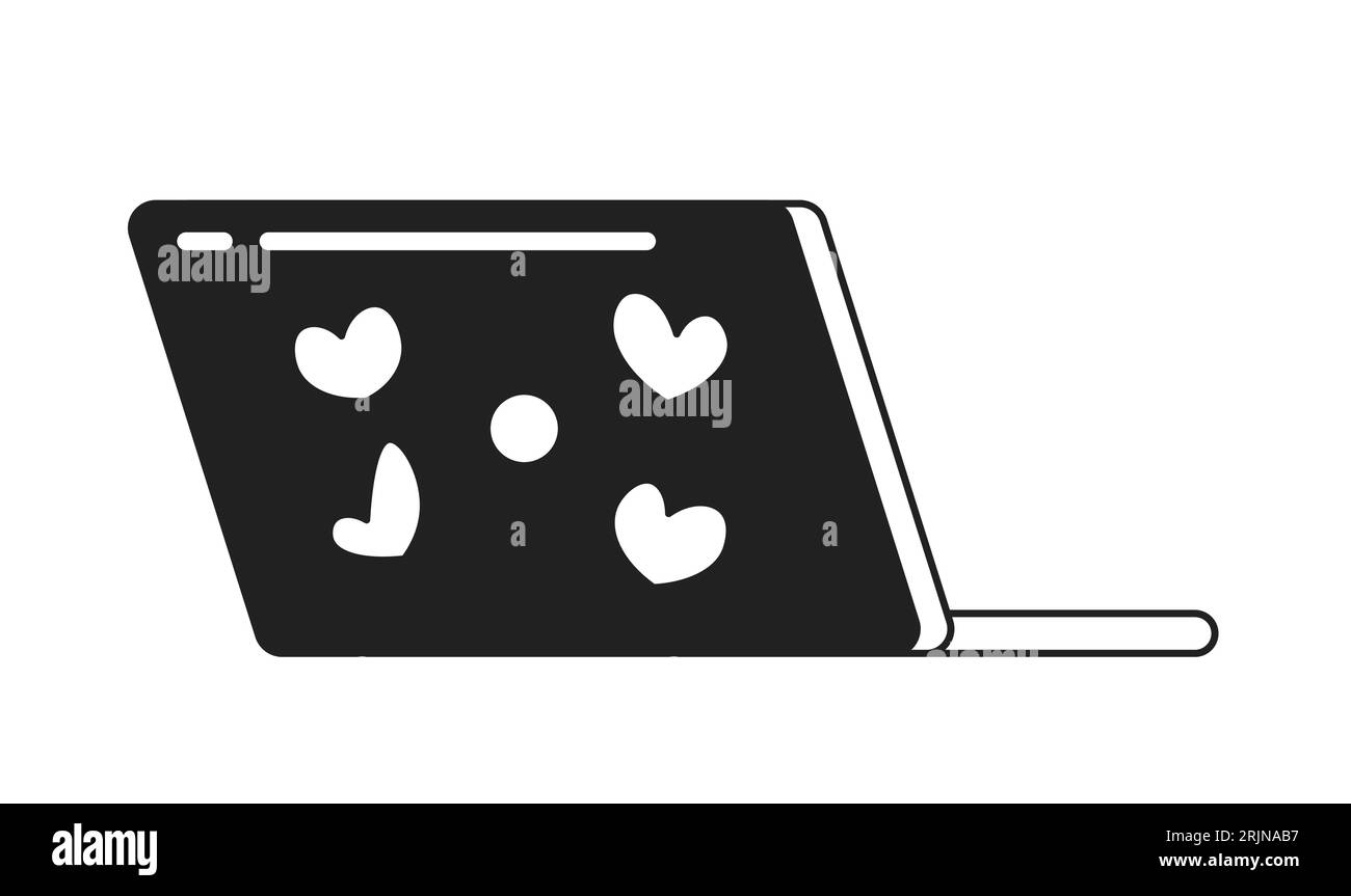 Heart Stickers Laptop Monochrome Flat Vector Object Stock Vector Image And Art Alamy