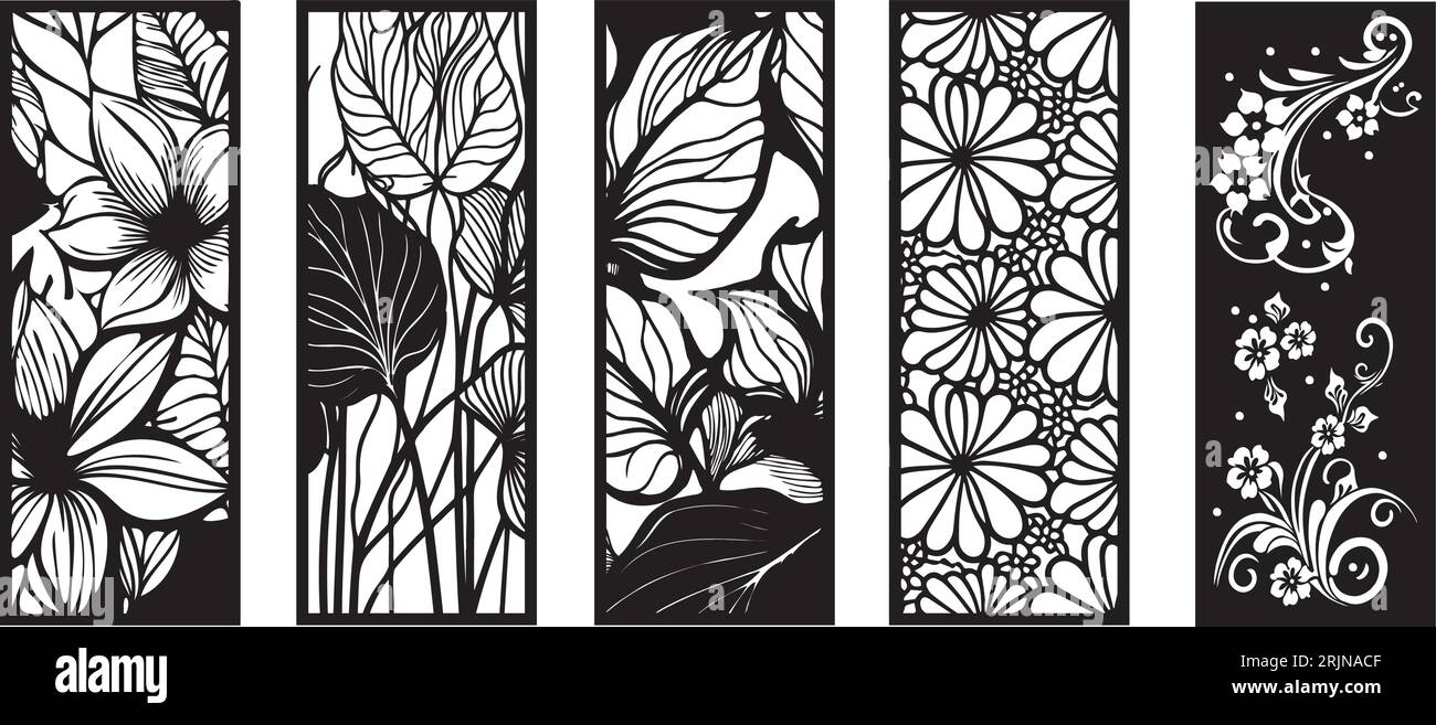 Decorative wall panels set, pattern with abstract flowers Stock Vector ...
