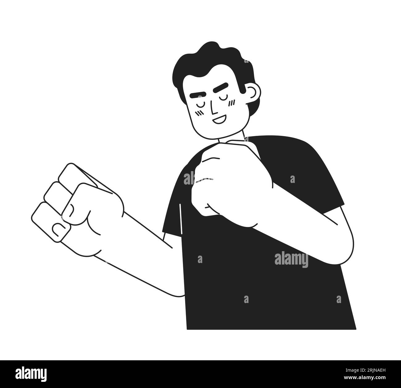 Excited cheerful man monochromatic flat vector character Stock Vector ...