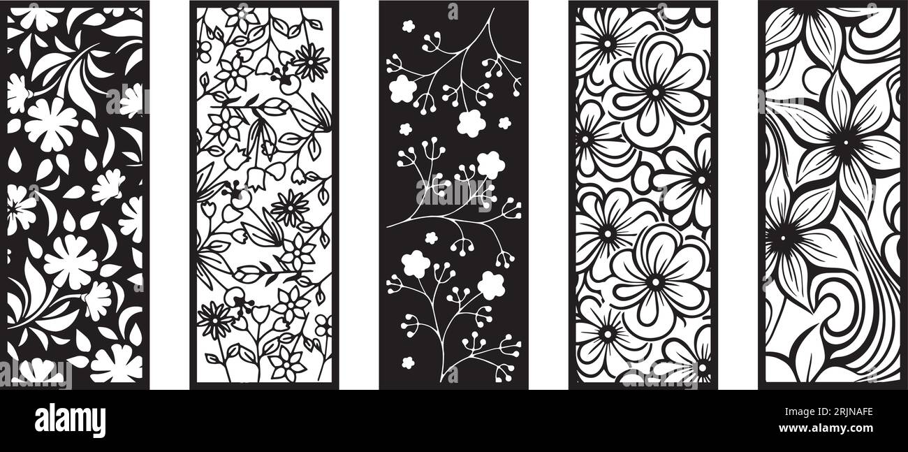 Decorative wall panels set, pattern with abstract flowers Stock Vector ...