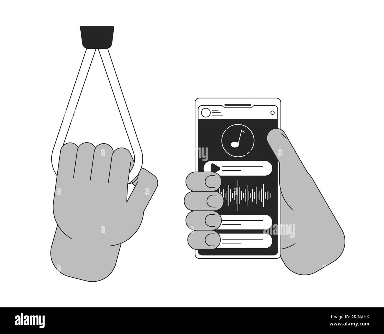 Holding smartphone bw concept vector spot illustration Stock Vector ...