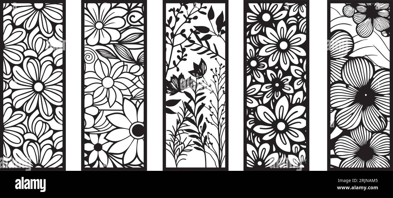 Decorative wall panels set, pattern with abstract flowers Stock Vector ...