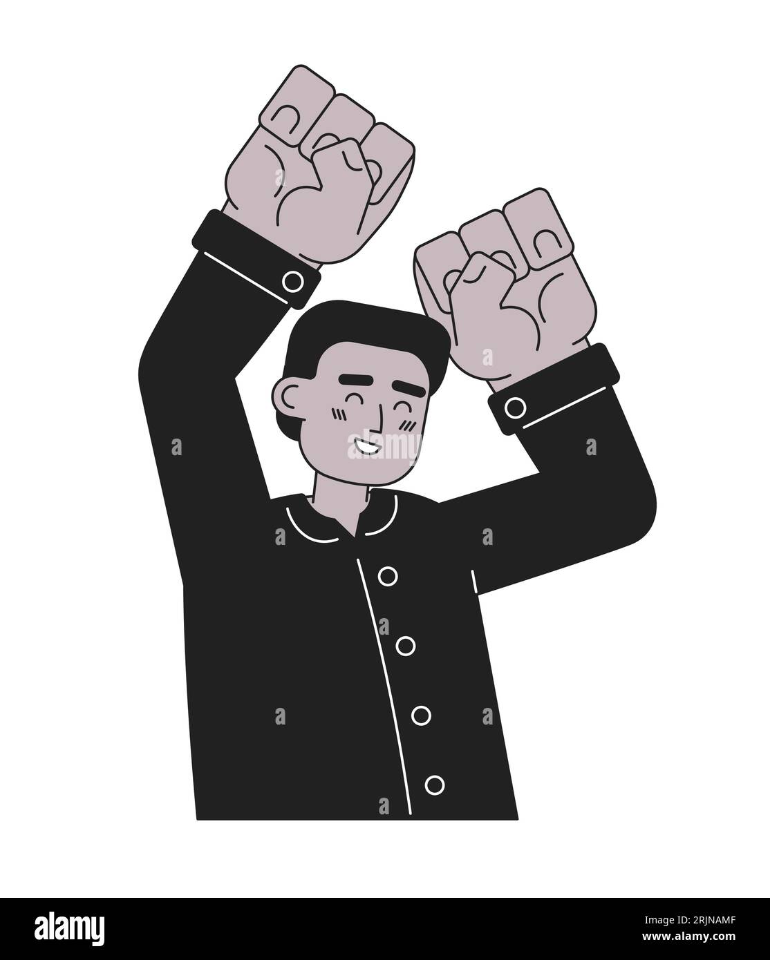 Excited young man monochromatic flat vector character Stock Vector ...