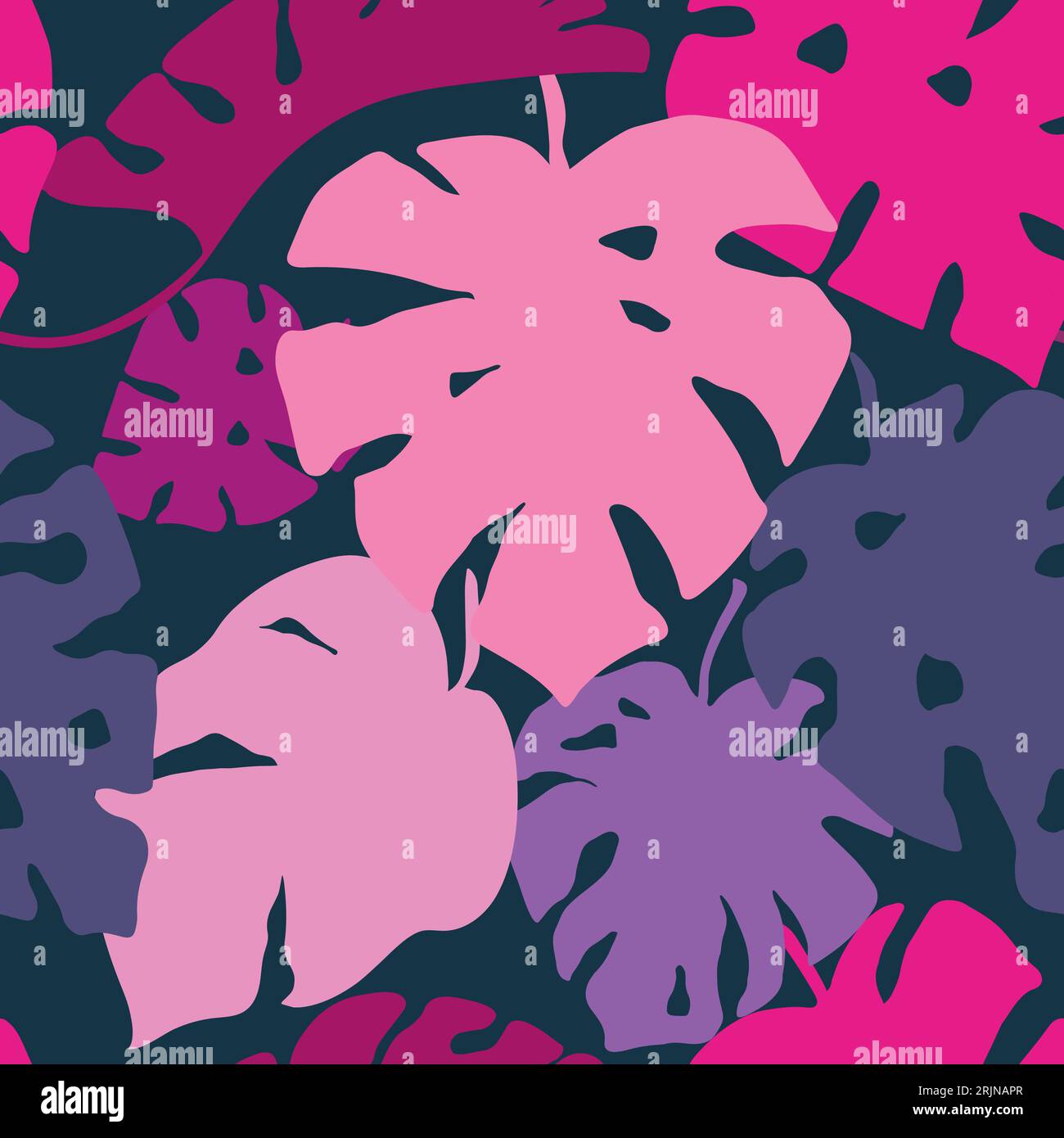 Colored monstera leaves seamless pattern. Tropical botanical pattern ...