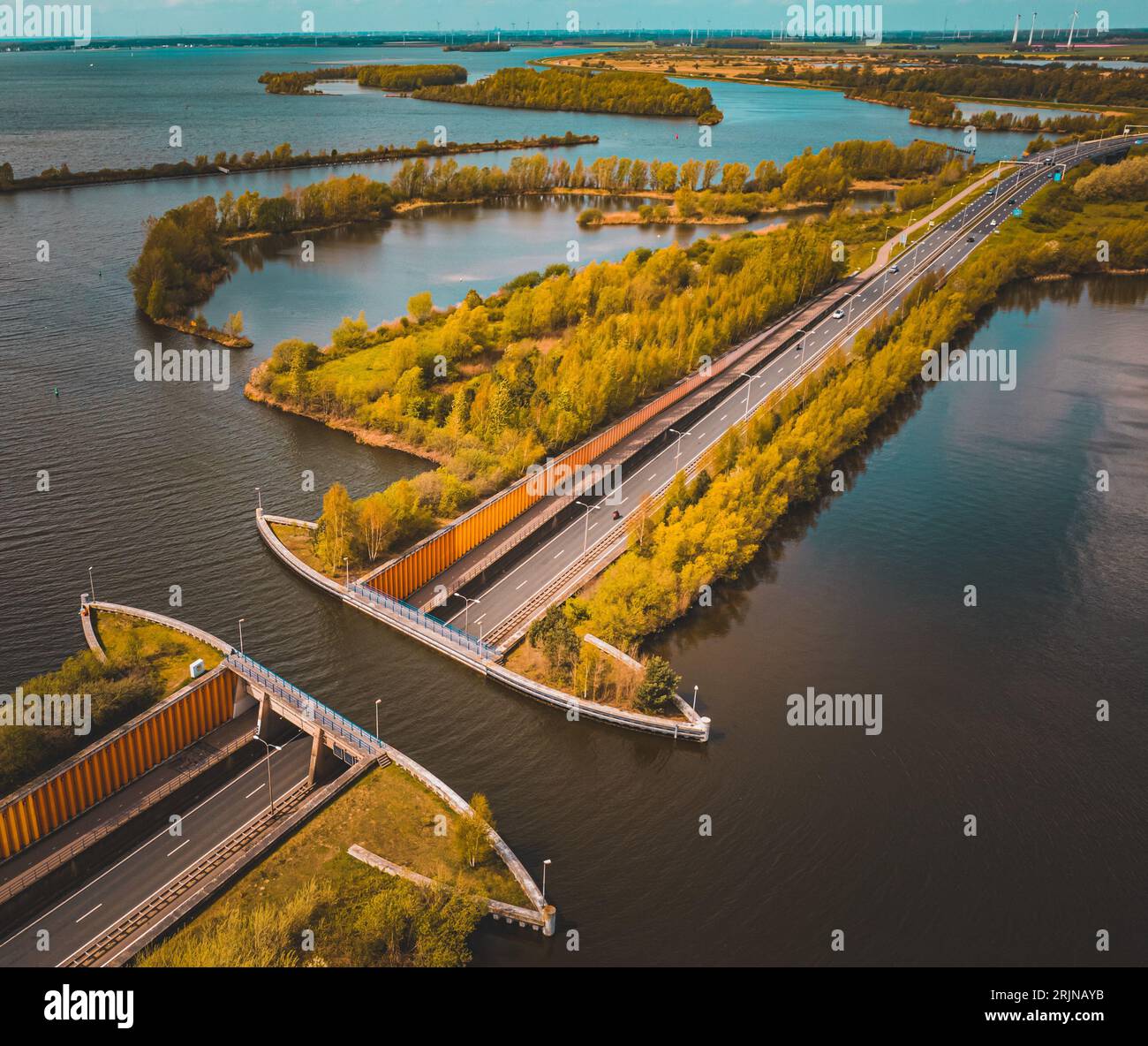 An aerial view of Aquaduct Veluwemeer in Harderwijk, Netherlands Stock ...