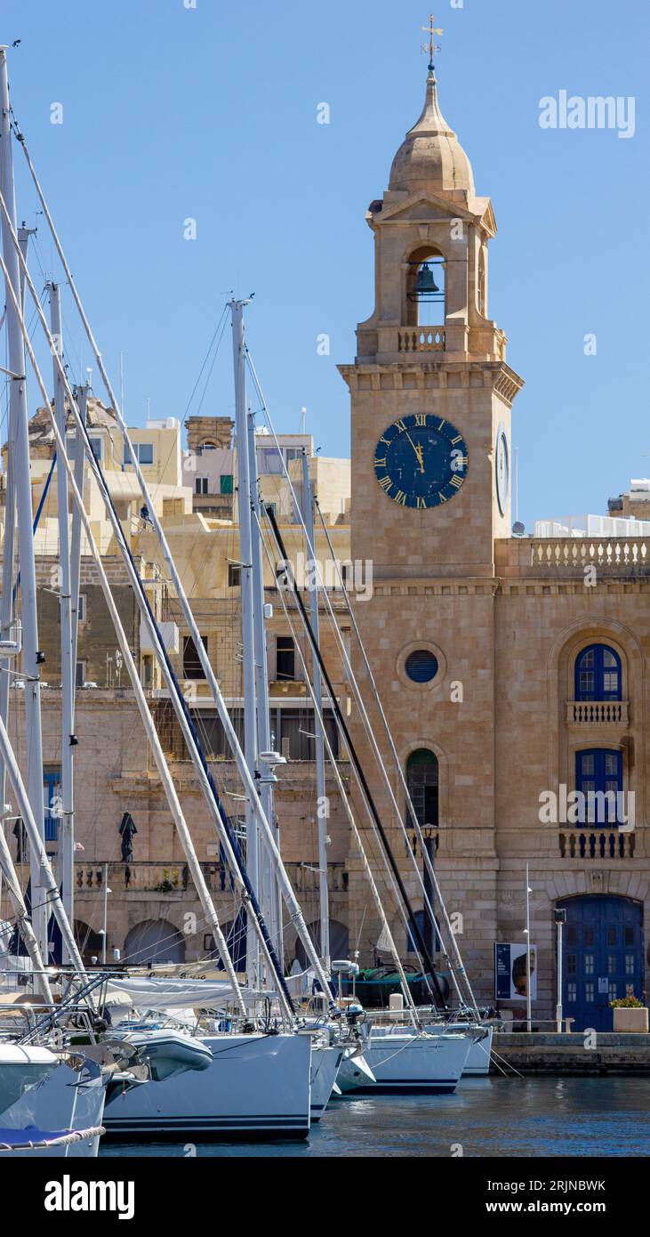 The tower clock, which is part of the Malta Maritime Museum at ...