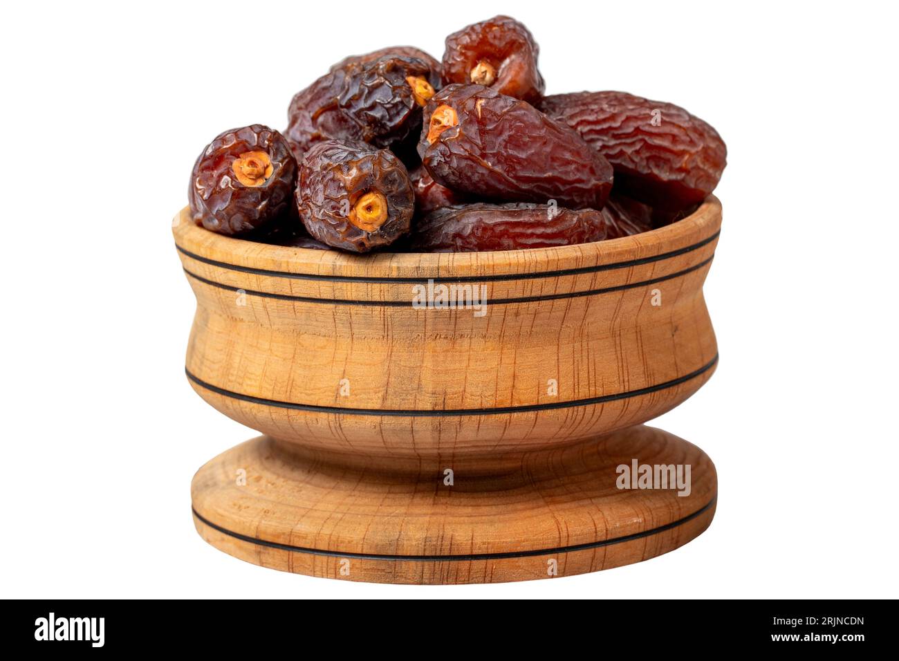 Date fruit in wood bowl. Natural dates isolated on white background ...