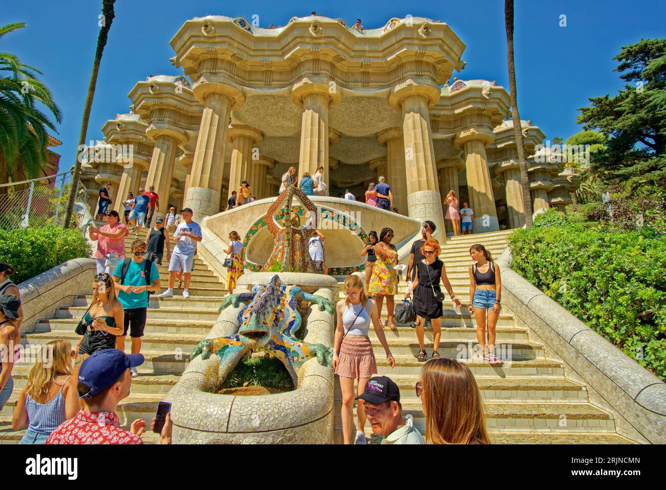 Park Guell, the Gaudi created design park in Barcelona, Spain Stock ...